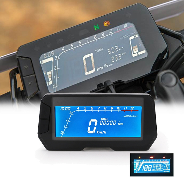 12000RPM 6 Gear Universal Motorcycle LCD Digital Speedometer Backlight ...