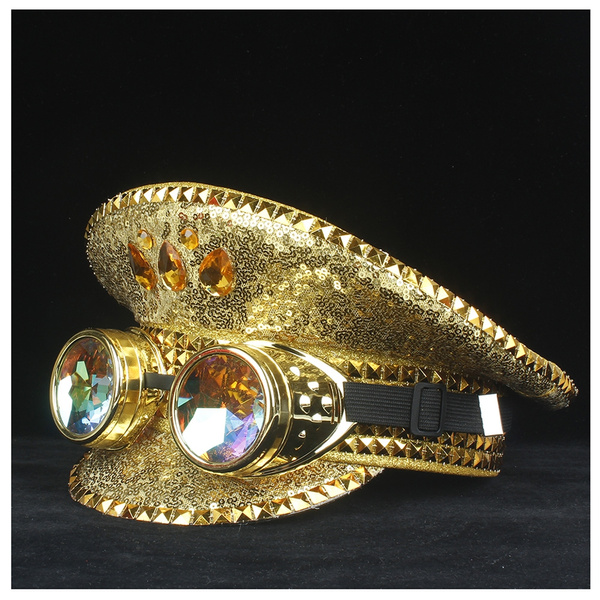 New Fashion Men Women Police Hat With Metal Classes Captain Hat ...