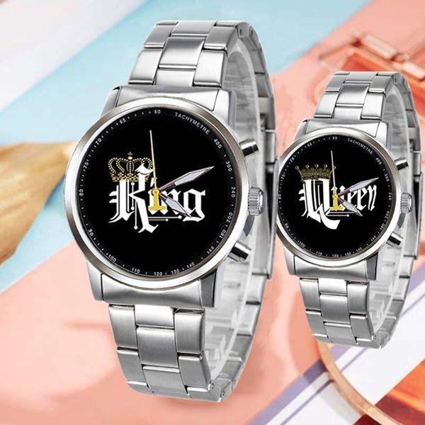 Fashion KING QUEEN Leather Watches Calendar Quartz Watches Business ...