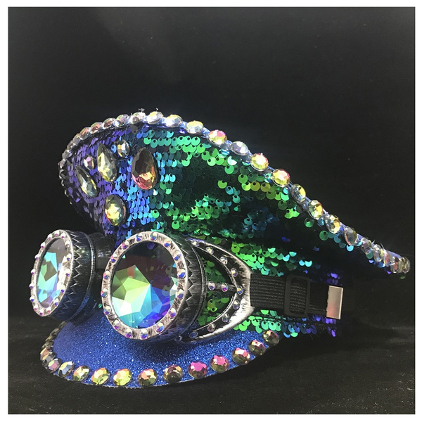 2019 New Fashion Men Women Green Police Hat With Metal Classes ...