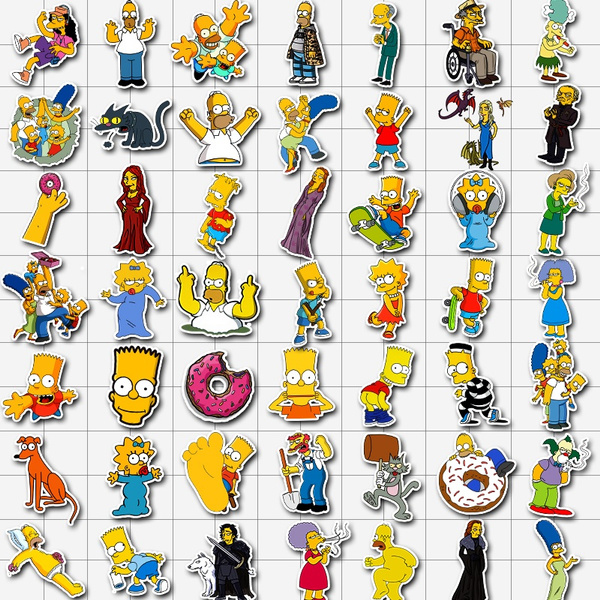 25/50 PCS The Simpsons Cartoon Stickers, Stickerbomb Laptop Guitar ...