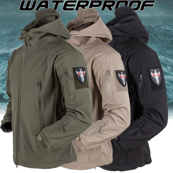 Soft Shell V4 Waterproof Windproof Fleece Jacket Men Outdoor Fishing ...