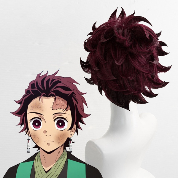 Demon Slayer: Kimetsu No Yaiba Tanjiro Kamado Short Chestnut Brown Heat ...