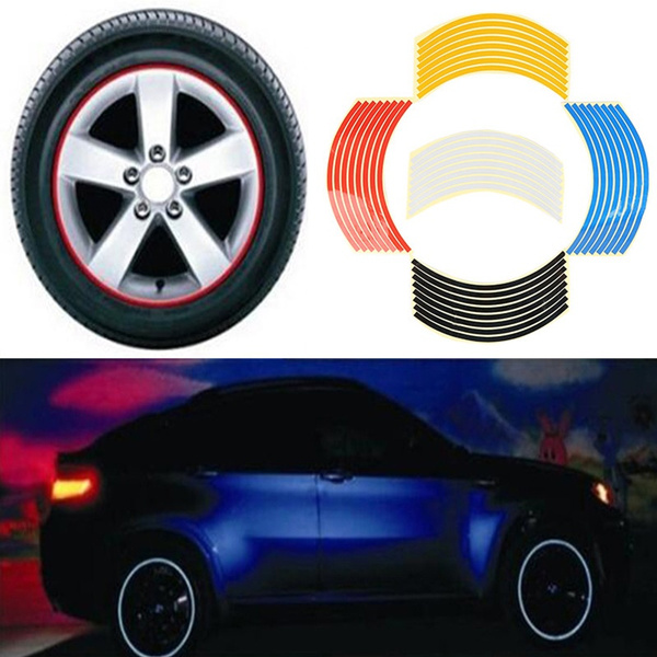 16 Strips/Set Night Safety Motor Car Stripe Wheel Rim Luminous ...