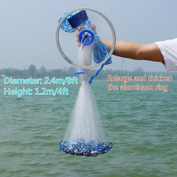 2.4m/8ft Mesh Wire Nylon Fishing Cast Net | Wish