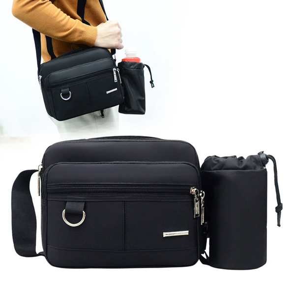 Men's Waterproof Shoulder Bags Waterbottle Pocket Travel Messenger Bag ...