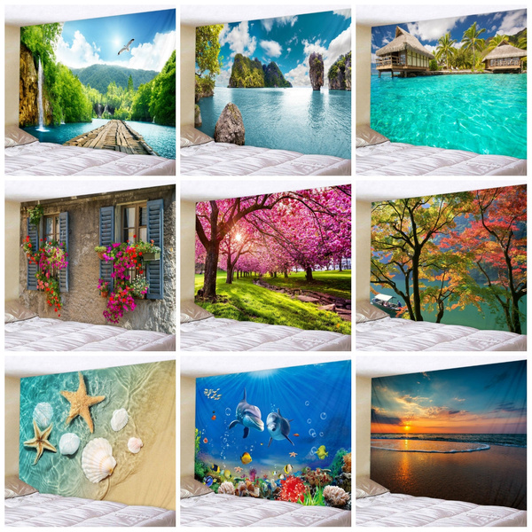 Landscape Wall Tapestry Scenery Tapestry Wall Hanging Home Decor ...