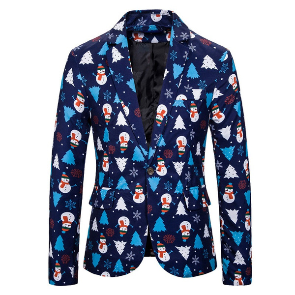Men's Christmas Print Suit Party Slim Suit | Wish