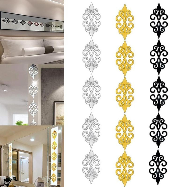 Self Adhesive 3D DIY Lace Mirror Sticker Wall Sticker Decals Porch Art ...