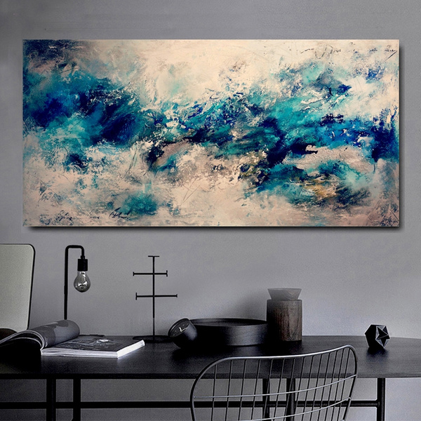 Blue Ocean Waves Large Abstract Posters and Prints Modern Seascape Oil ...