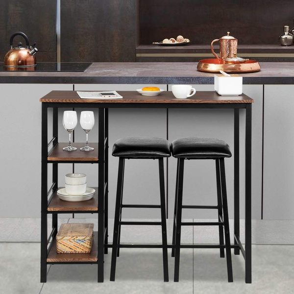 3-Piece Counter Height Dining Table Set Kitchen Dining Pub Bar Table ...