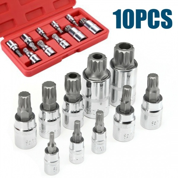 10pcs New XZN 12 Point MM Triple Square Spline Bit Socket S2 Steel 4 ...