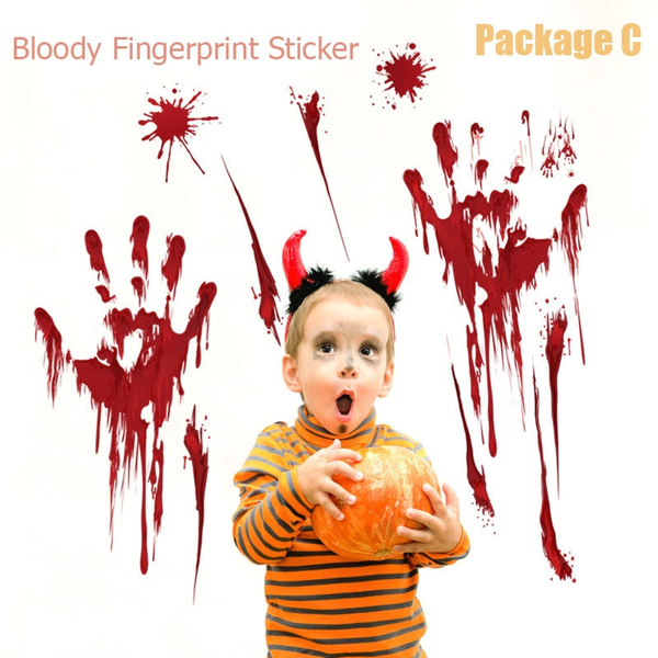 1 Kit Bloody Hands Foot Sticker Halloween Vampire Zombie Wallpaper ...