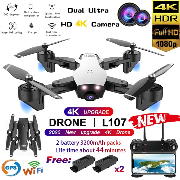 2020 latest Rc drone folding GPS smart follow + double 4K HD FPV wide ...