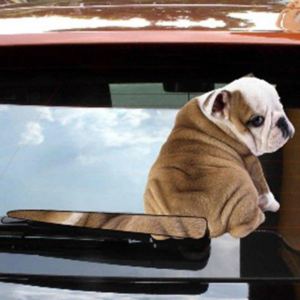 3D Bulldog Funny Rear Windshield Wiper Window Moving Tail Vinyl Self ...