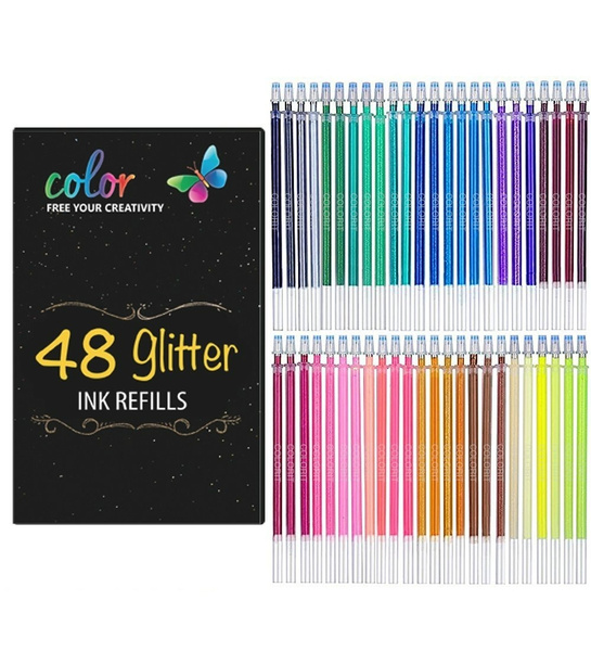 48 Glitter Neon Color Ink Refills - Easy to Replace Cartridges for ...