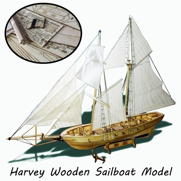 Assembling Building Kits Ship Model Wooden Sailboat Toys Harvey Sailing ...
