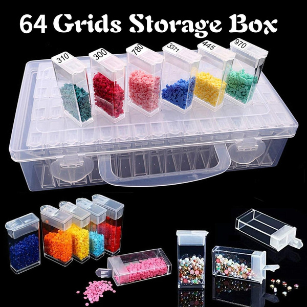 64 Grids Storage Boxes Display Box Diamond Painting Resin Rhinestone ...