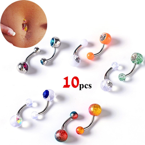 Belly Piercing Multi-Pack Mixed Style Belly Button Rings - Surgical ...