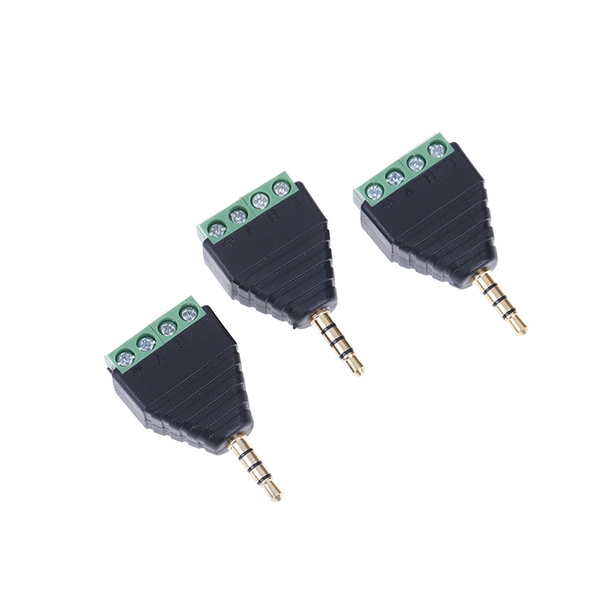 4pole stereo av screw terminal jack 3.5mm male 4pin terminal plug ...