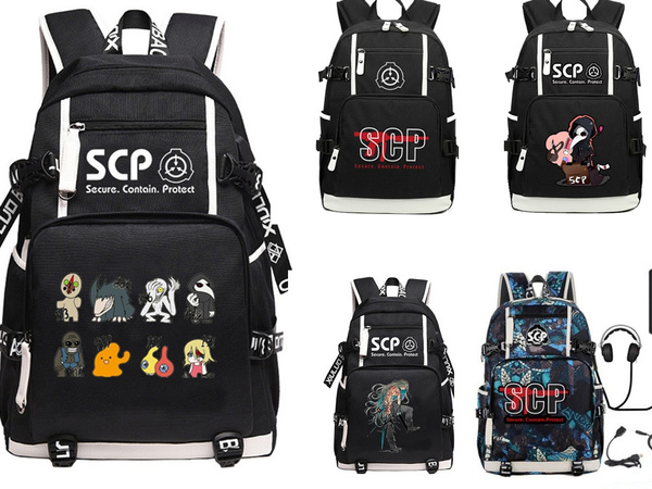 SCP Special Containment Procedures Backpack Cosplay multifunction USB ...