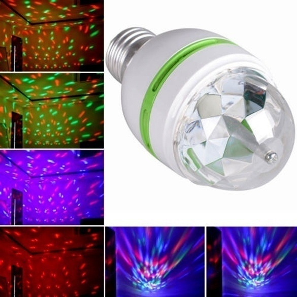 E27 3W Auto Rotating RGB LED Bulb Stage DJ Light Disco Party Lamp Home ...