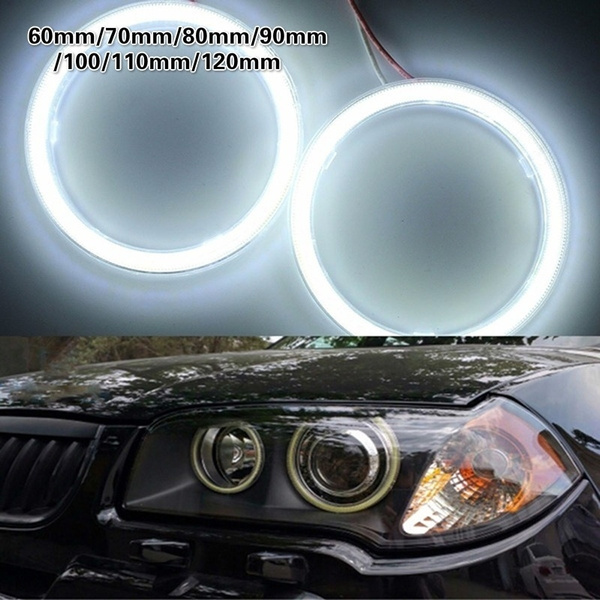 White COB SMD Angel Eyes Car LED Fog Light Ring DRL Headlight Lamp ...