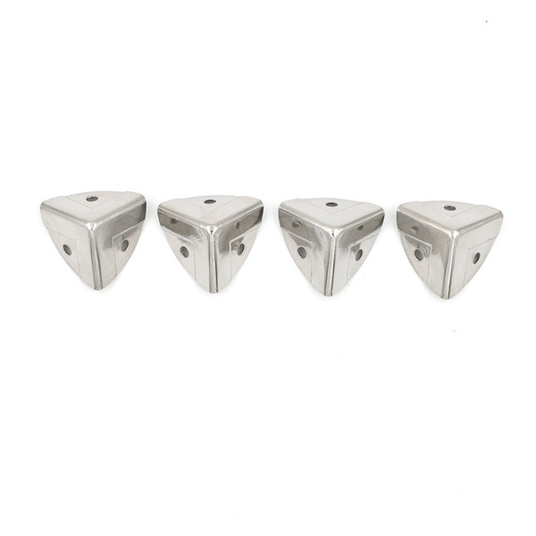 4pcs Silver Metal Corner Brackets Angle Brace Protector Trunk Box Case ...