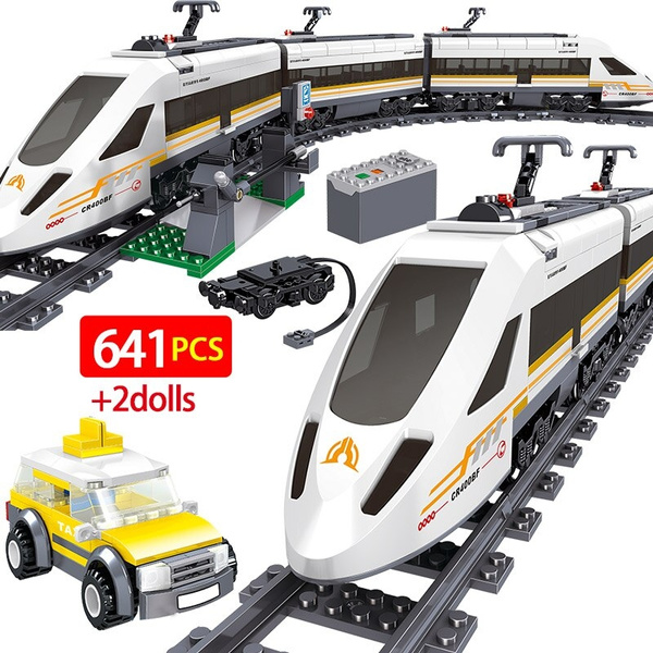 641pcs City Police Revival High Speed Rail Building Block Technik ...