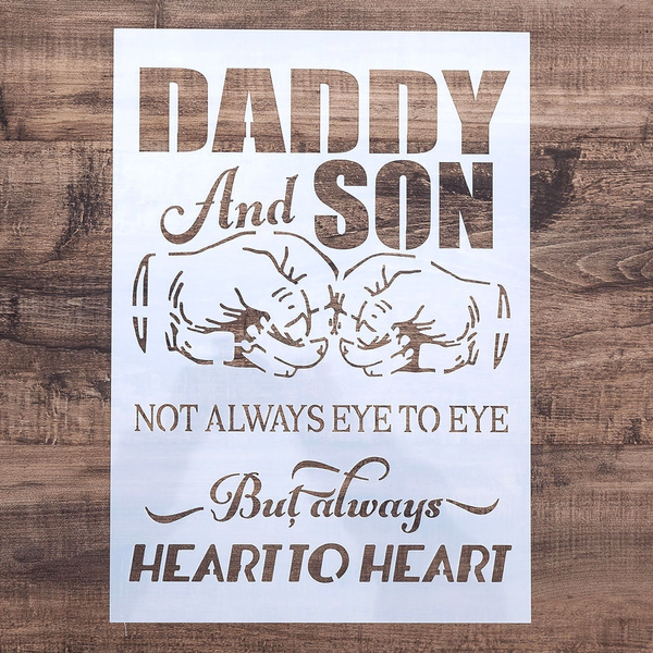 A4 A3 A2 Size DIY Craft Layering Dad and Son Stencil For Wall Painting ...