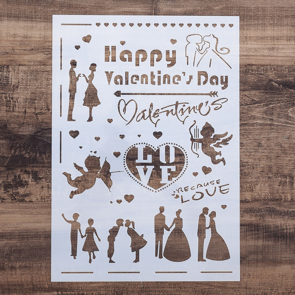 A4 Size DIY Craft Layering Happy Valentine Stencil For Wall Painting ...