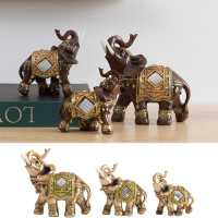 2 Kinds Golden Elephants Sculpture Ornaments Lucky Feng Shui Figurines ...