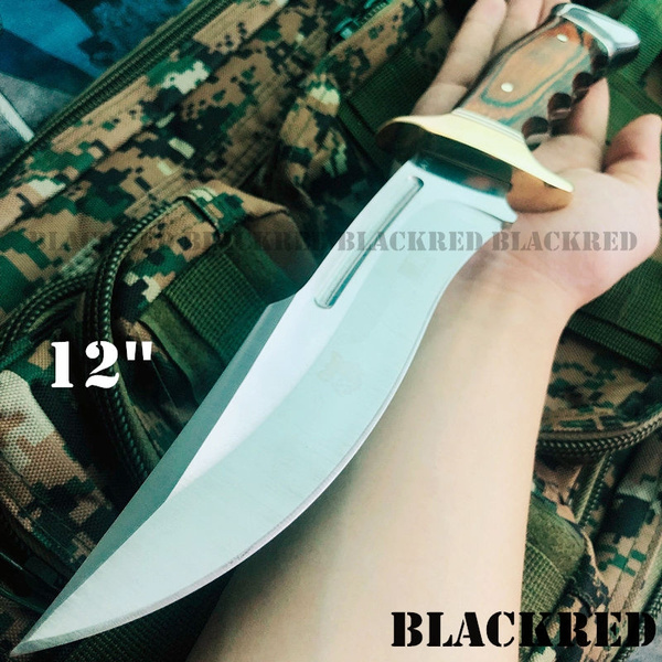 VERY STURDY Fixed Blade Tactical Knife Wood Handle Military Rescue ...
