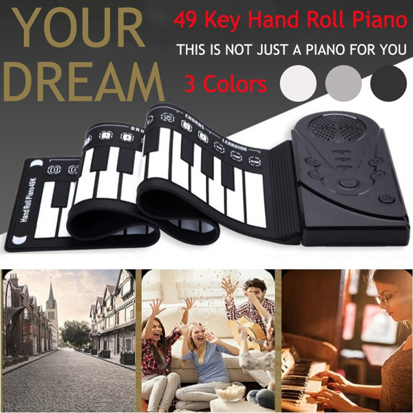 Portable 49 Keys Flexible Roll Up Piano Electronic Soft Keyboard Piano Silicone Rubber Keyboard ...