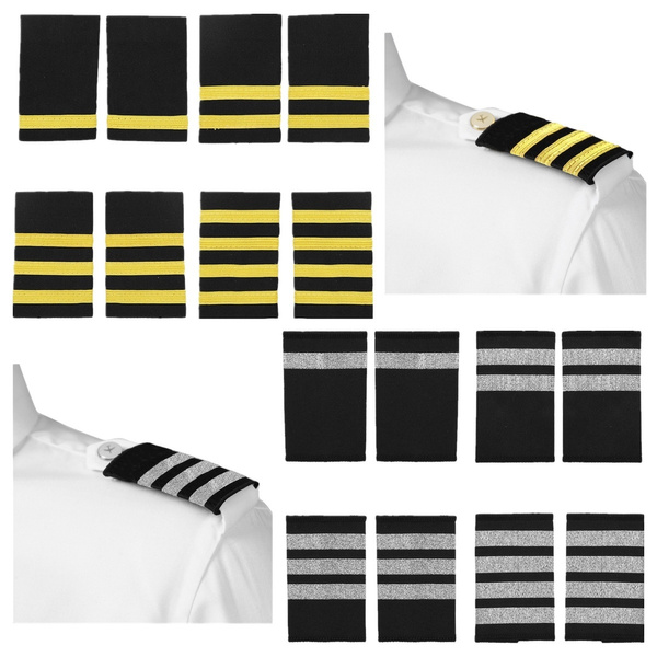 1 Pair Airline Pilot Epaulets Captain Shoulder Boards Insignia High ...