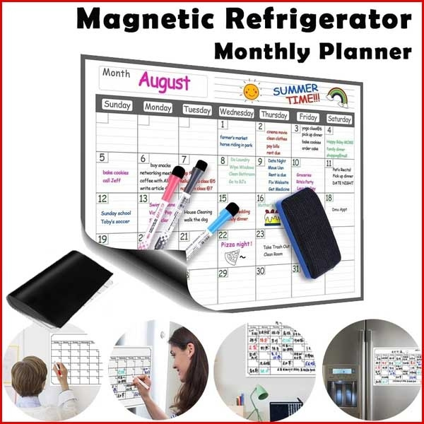 Magnetic Calendar Stickers Rewritable Refrigerator Message Board ...