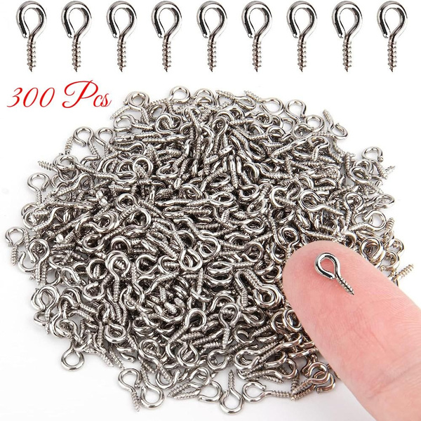 300 Pcs DIY Tiny Iron Screw Eye Pin Eyelets Bail Peg Threaded Iron ...