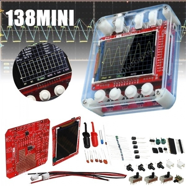 1 set DIY Mini Digital Oscilloscope Kit Pre-soldered + Clear Case ...