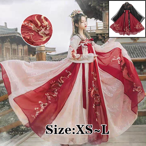 2019 New Red Hanfu for Women Chinese Top+Skirt Dress Cosplay Han ...