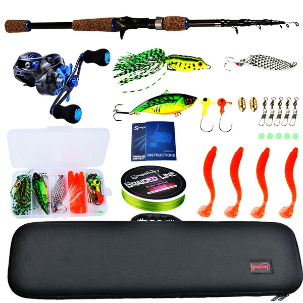 Sougayilang 1.8 2.1m Telescopic Fishing Rod Combo Rubber Handle Casting ...