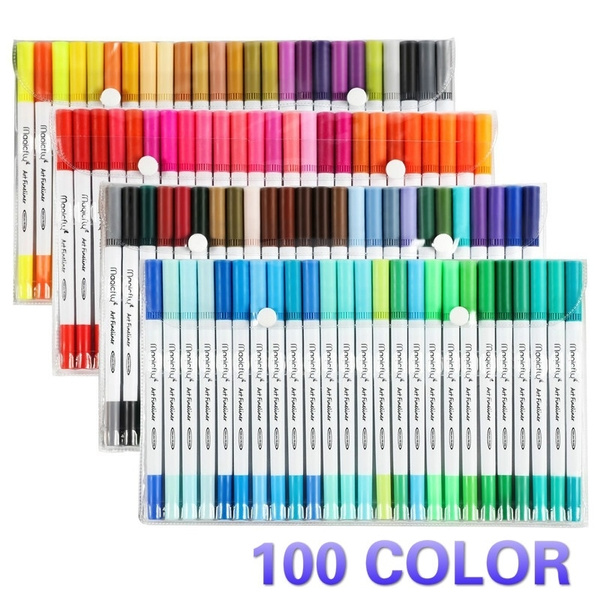 60-100Color Dual Brush Pen Colored Art Markers 100 Colors - With ...