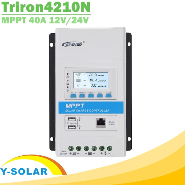 EPever Triron4210N 40A MPPT Solar Charge Controller 12V 24V Backlight LCD Solar Regulator 100V ...