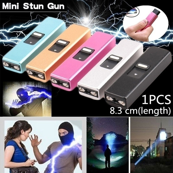 1x Mini Self Defense Stun gnn Electric Shock LED Flashlight ...