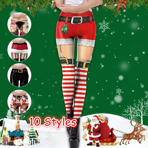 Women Christmas Leggings Fashion 3D Digital Printing Leggings Funny ...