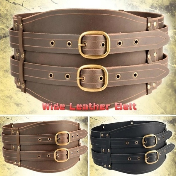 Medieval Brown Black Celtic Knight Leather Large Belt Medieval Vintage ...