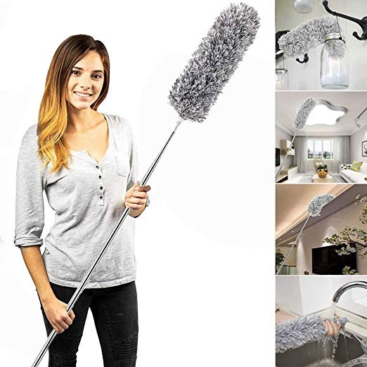 Retractable Microfiber Duster Extension Pole Bendable Head Extendable ...
