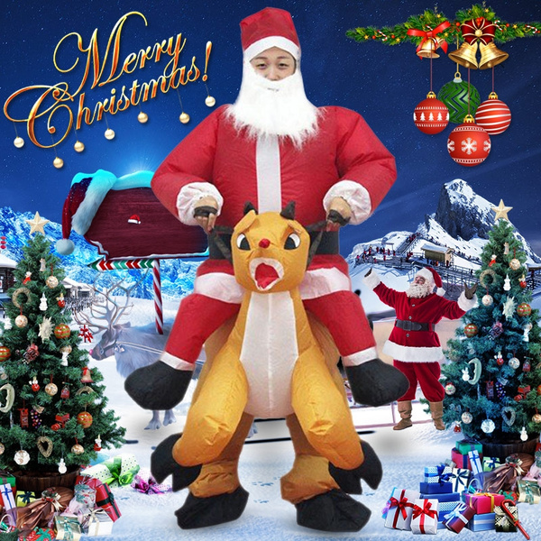 Xmas Suit Dress Inflatable Christmas Santa Claus Jumpsuit Adult Blow Up ...
