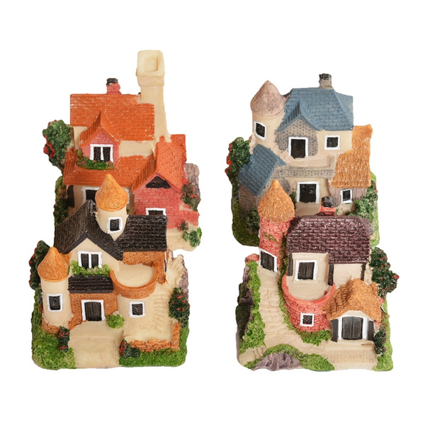 Cute Mini Resin House Miniature House Fairy Garden Micro Landscape Home ...