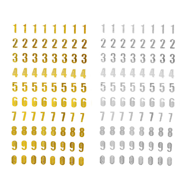 Numbers Metallic Sticker Silver Gold For Decor Self Adhesive Glitter ...