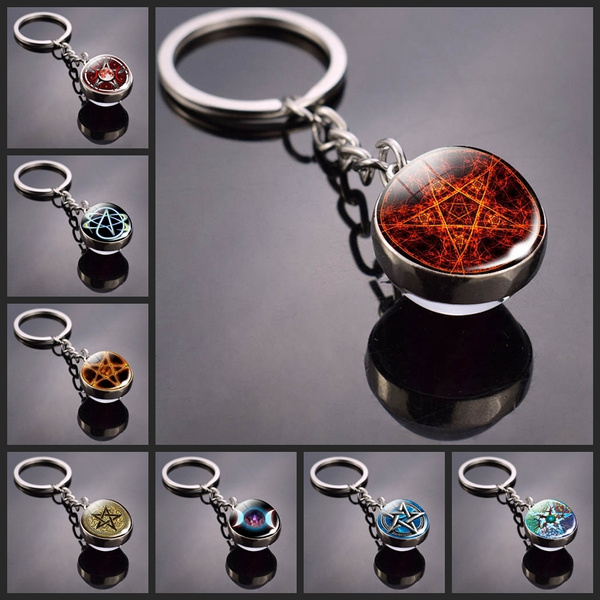 Pentacle Keychain Witchcraft Amulet Pentagram Five-pointed Star Pendant ...